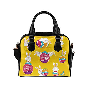 InterestPrint Easter Rabbit and Egg Custom Unique Women's PU Leather Shoulder Bags Handbags