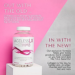 AgelessLX Supplement for Women with HMB, Collagen Enhancers Vitamin D3 and K2, Horsetail and Biotin - Builds Lean Sculpted Muscle, Glowing Skin and Thicker, Stronger Hair and Nails