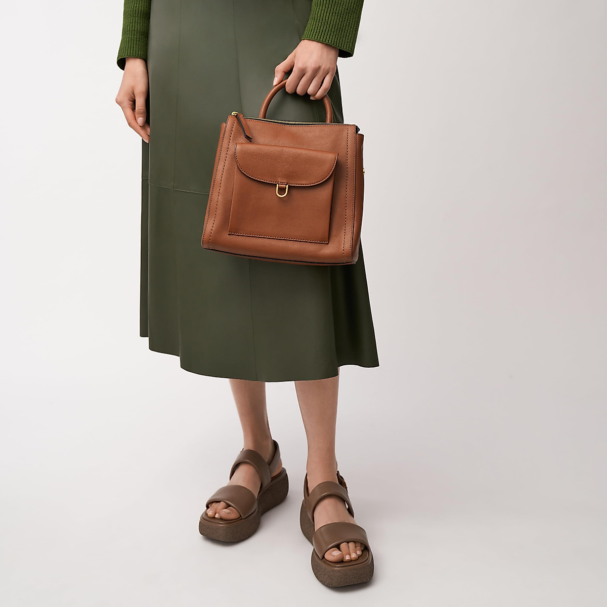 Fossil Women's Parker Leather Convertible Small Backpack Purse Handbag, Sage (Model: ZB1711343)