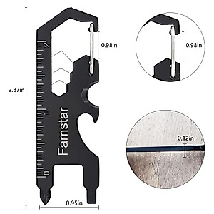 Famstar Keychain Multi-tool 3Pack Metal Pocket Tool for men Portable No rust multi-function tools Wrench for Screw,ruler and bottle opener,19 in 1 Total Routine maintenance.
