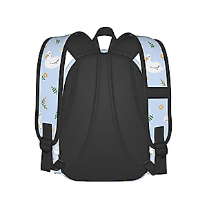 Duck and flower on the blue background Adult Leisure Backpack Student Backpack Laptop Backpack For women men School Shoulder Bag Bookbag for Travel Daypack halloween decor
