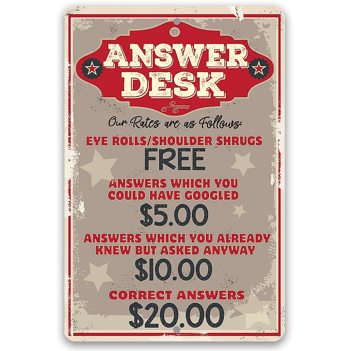 Personalized Answer Desk - Custom Metal Office Sign for Home Office Business, Funny Front Desk Decor, Perfect Gift for Secretary and Receptionist, 8x12 or 12x18 Indoor/Outdoor Durable Metal Sign