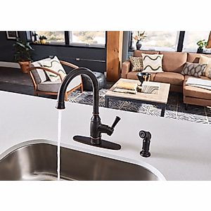 Moen Noell Mediterranean Bronze Traditional Single-Handle Standard Kitchen Faucet with Side Sprayer, 87506BRB