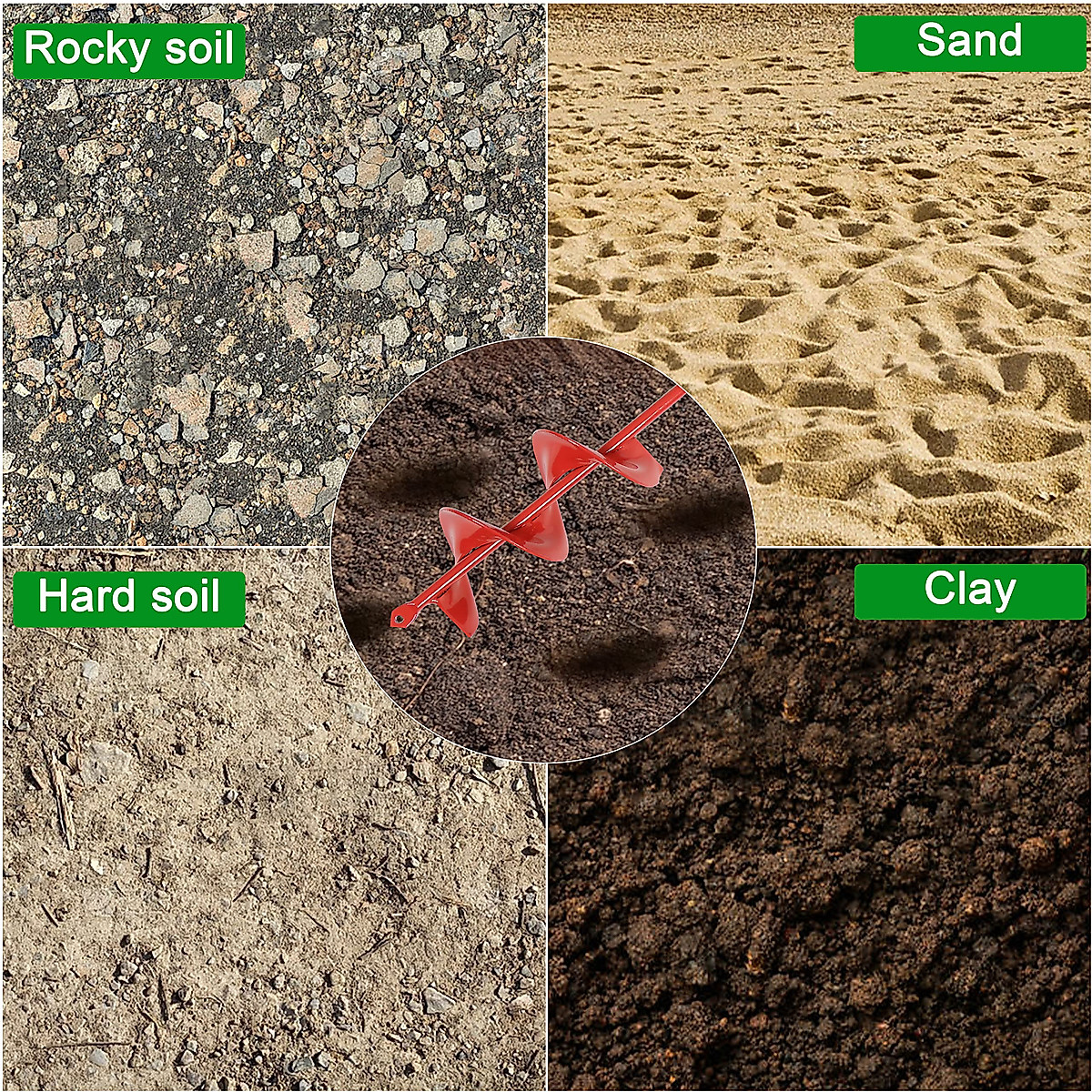TCBWFY 4 Set Auger Drill Bit for Planting,Heavy Duty Garden Auger Spiral Drill Bit Bulb Planter Tool for Planting Bedding Plants,Universal for Cordless Drill(1.6"x9",2"x14.6",3"x16.5",3"x12")