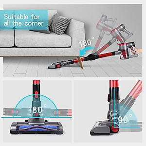Intercleaner Cordless Vacuum Cleaner Stick, 20KPa Powerful Suction Brushless Motor, 4 in 1 30min Runtime Detachable Battery, Ultra Quiet, Lightweight Handheld for Hardwood Floor Carpet Car Pet Hair