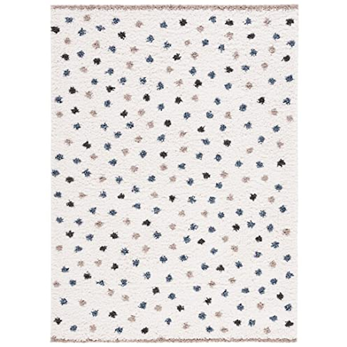 Safavieh Calico Shag Collection 9' x 12' Ivory/Taupe CLC102A Polka Dot Non-Shedding 1.6-inch Thick Area Rug