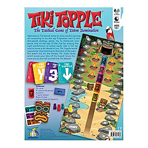 Gamewright Tiki Topple - The Tactical Board Game of Totem Domination Board Game Multi-colored, 5" for ages 120 months to 180 months