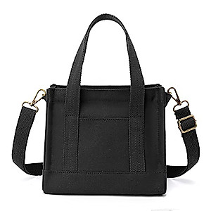 MINKARS Mini Tote Bag for Women Canvas Crossbody Purse, Black 9”