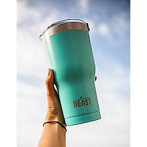 Beast 30 oz Tumbler Stainless Steel Vacuum Insulated Coffee Ice Cup Double Wall Travel Flask (Aquamarine Blue)