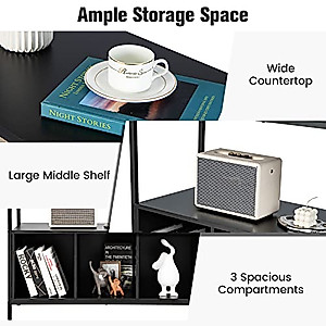 LOKO Buffet Cabinet with Open Shelves, Freestanding Kitchen Cabinet with 3-Cube Compartments, Coffee Bar Credenza Sideboard Cabinet, 43.5 x 17 x 35 inches (Black)