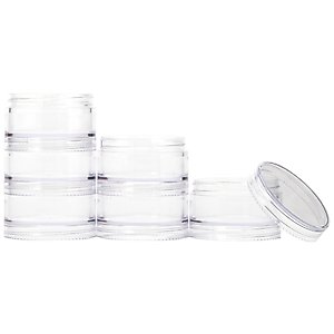 Paylak CTNB110 Storage Box with 6 Stackable Clear Round Containers for Crafts and Small Items