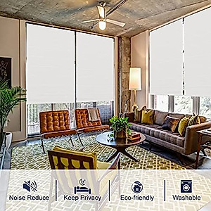 Sunbox Blinds Cordless Roman Shades for Windows, Window Treatments, Room Darkening Shades, Linen Fabric Roman Shades for Doors, Kitchen, Linen Cream