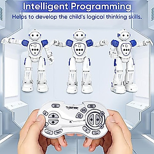 TSJLIKI Robot Toys: RC Robot for Kids Gesture Sensing Programmable Robot, USB Charging, Remote Control Toys for 5-15 Year Old Boys Girls Birthday