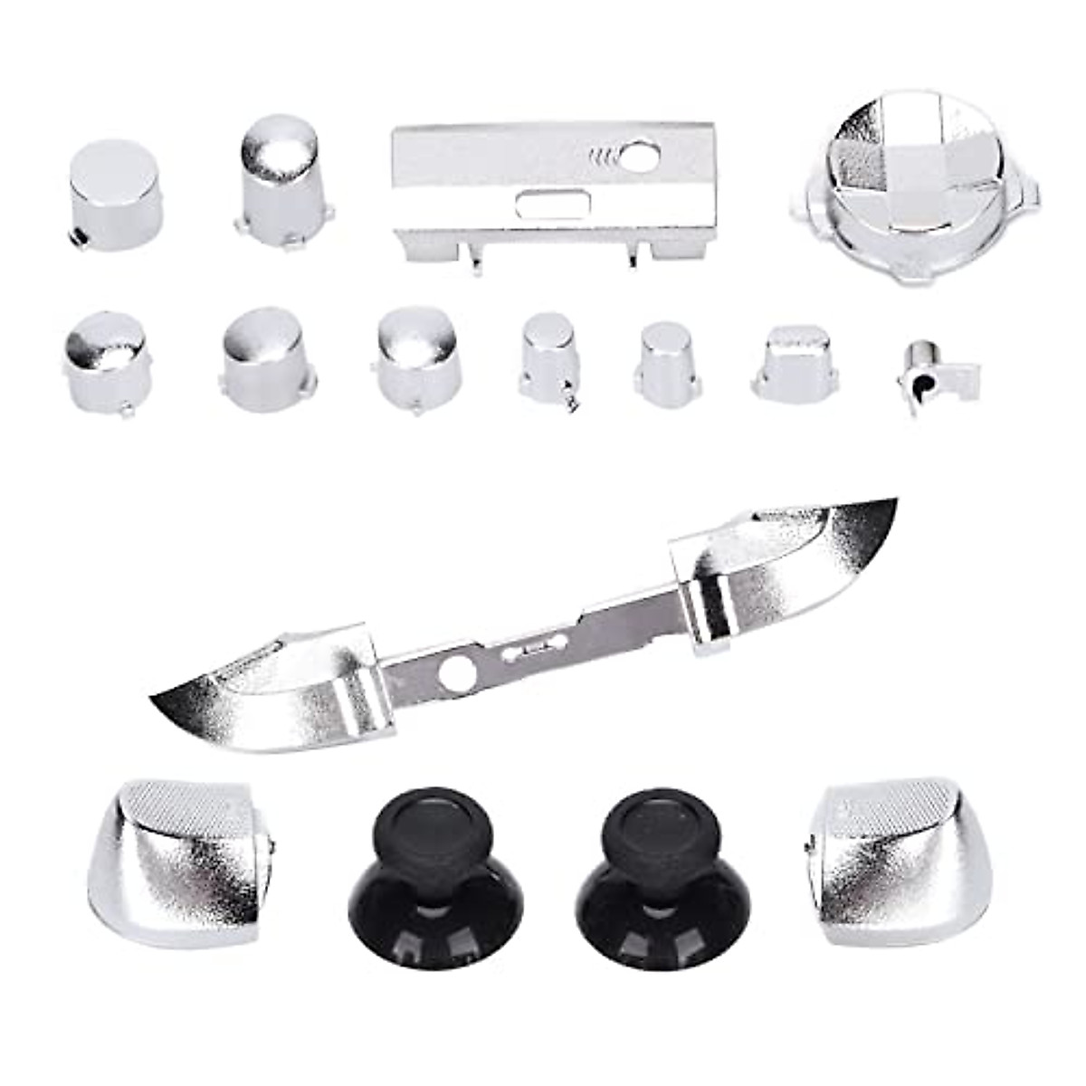 Full Game Controller Plating Button Set, Beautiful Appearance Game Handle Accessories Compatible Unique for Series X(Silver Plating)