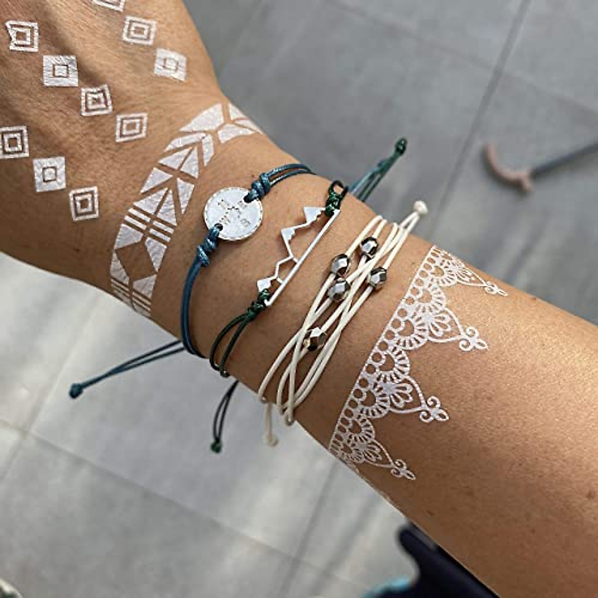 Long tiantian Wave Bracelets for Teen Girls Cute Boho Braided String Beach Ocean Bracelet for Women Summer Jewelry Gift (O)