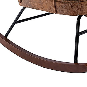 Henf Oversized Rocking Chair, Modern Velvet Rocker Armchair Loveseat Chair with Tufted High Back and Padded Seat Comfortable Accent Glider Rocker for Nursery Living Room Bedroom, Coffee