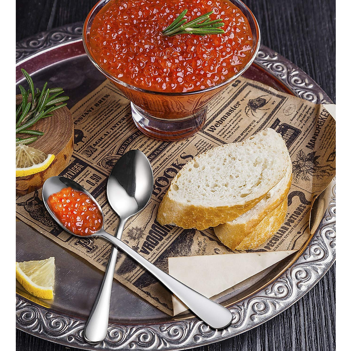 Hiware 12-Piece Dinner Spoons Set, Food Grade Stainless Steel Spoons Silverware for Home, Kitchen or Restaurant - Mirror Polished, Dishwasher Safe, 7.3 Inch