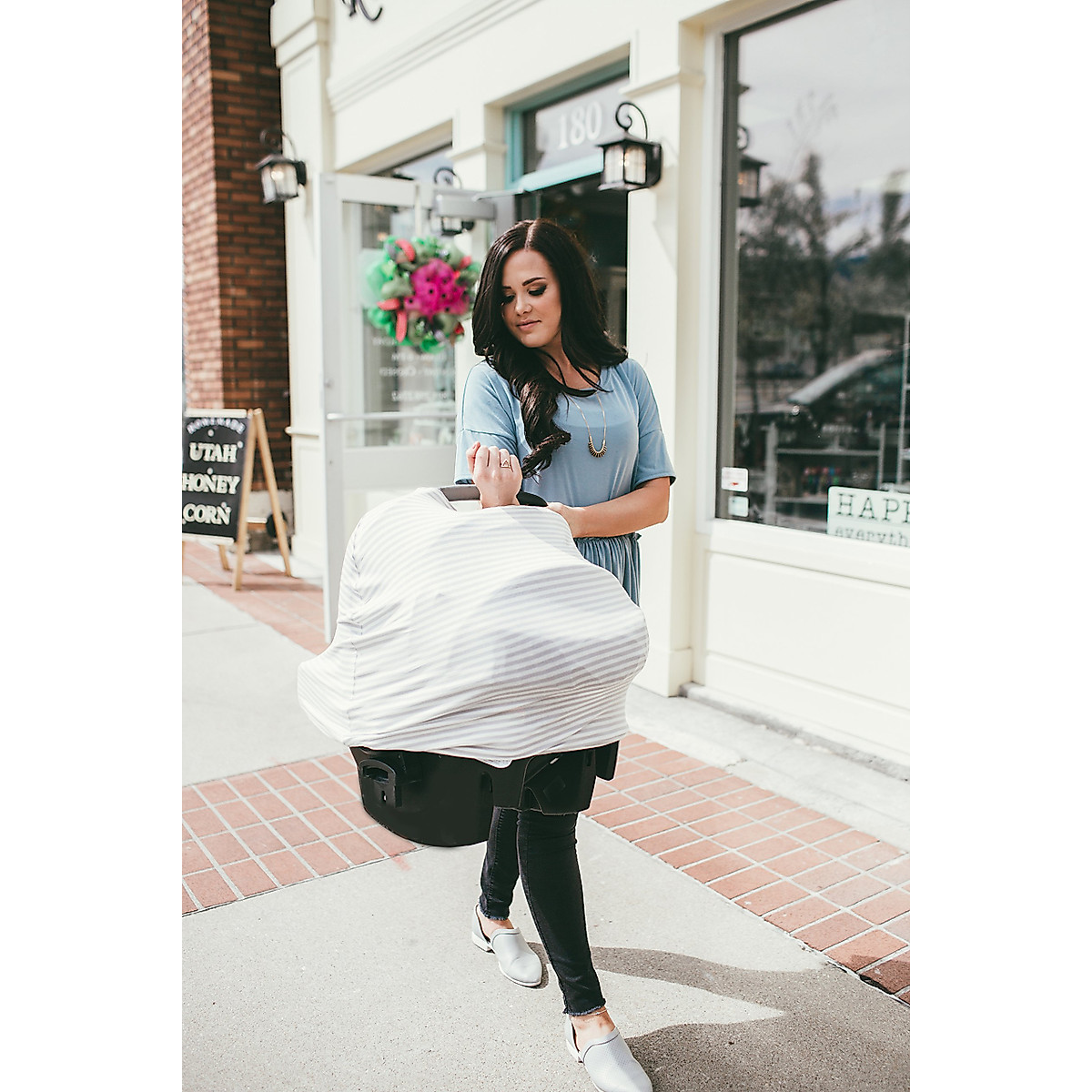 Copper Pearl Multi-Use Cover: Car Seat Covers, Nursing Cover, and Stroller Cover for Sun - Stretchy Fabric, All-Season Use, Stylish Designs, Easy Access for Moms - Everest