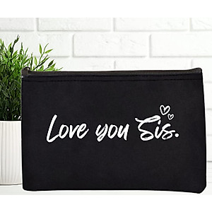 Love You Sis Cosmetic Bag - Gift for Sister, Grandma, Friend, Mother, Her, She, Christmas, Birthday, Valentine's Day, Toiletry Makeup Organizer Canvas Christmas Holiday Appreciation Gifts (Sis)