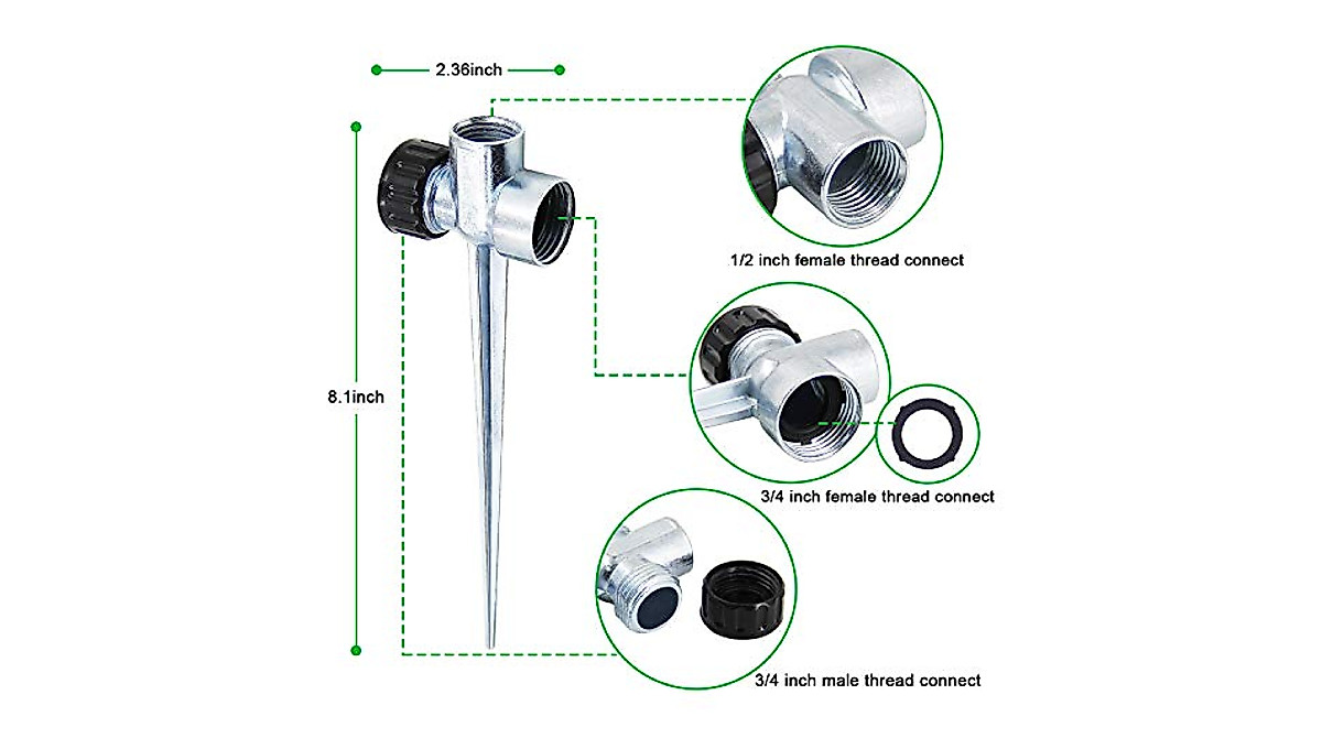 Durable Zinc Lawn Sprinkler Spike Bases - 6 Pack for Yard