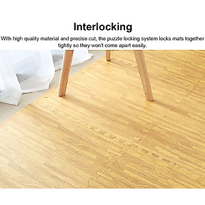Interlocking Foam Tiles Home Floor Foam Flooring Tiles for Living Room Playroom, 24/32 Pcs 3/8" Thick Square Interlocking Exercise Foam Mats, Anti-Slip Waterproof Jigsaw Mat
