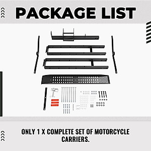7BLACKSMITHS 500LBS Steel Motorcycle Scooter Dirt Bike Carrier Hauler Anti Tilt Hitch Mount Rack Ramp with 2'' Receiver Trailer Hitch Pin Carrier
