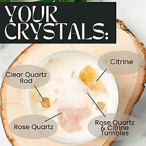 Healing Crystal Candle - 12oz Soy Candle with Crystals Inside. Manifestation Aromatherapy Candle, Spiritual Gifts for Women. Crystals and Healing Stones, Self Love Three Wick Zodiac Astrology Candles
