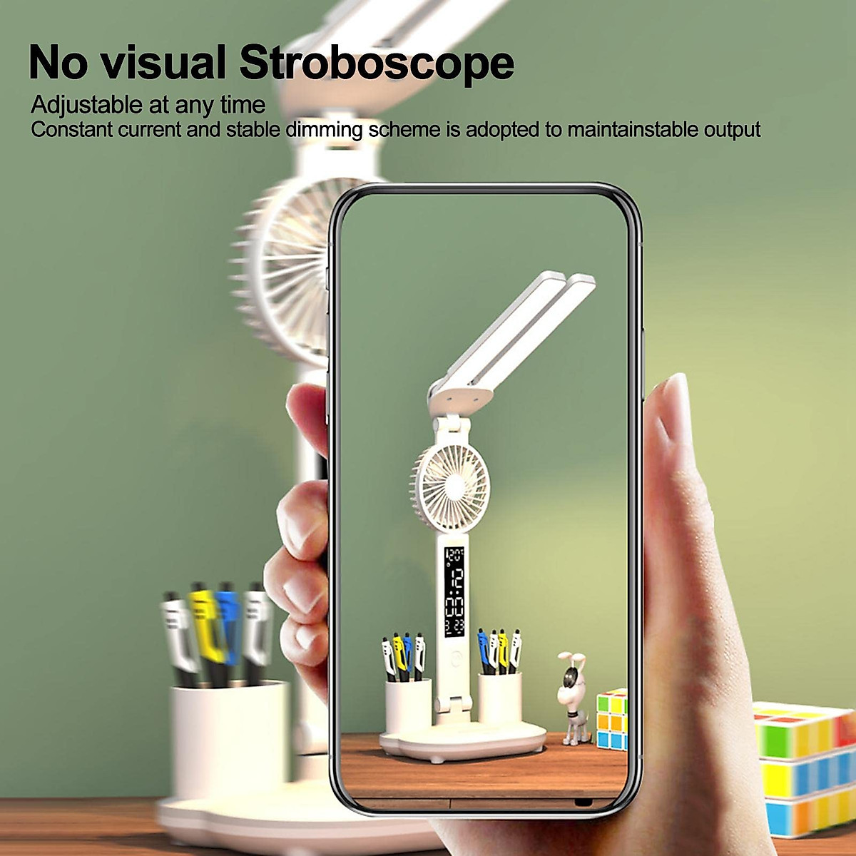 Dual Swing Arm Desk Light, Architect Swing Arm Desk Lamp, 3 Modes Study Lamp with Thermometers, Calendar, Fan, Holder, for Workbench, Studies, Students, Drafting