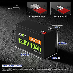 XZNY 12V 10Ah LiFePO4 Battery, 4000+ Cycles 12 Volt 10Ah Lithium Battery Built-in 10A BMS, 12V Battery Perfect for UPS Battery Backup, Replacement SLA, Ham Radio, Deer Feeder, Lighting, Solar Projects