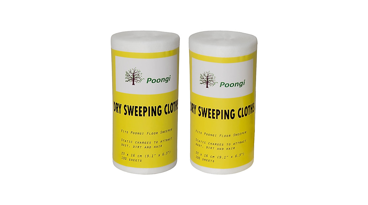 Poongi Floor Sweeper Dry Wipes - Eco-Friendly Dust & Hair Trap