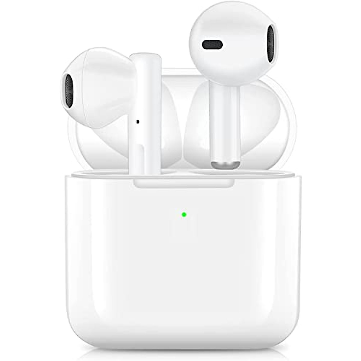 J No'el Wireless Headphones, Wireless Bluetooth 5.1 Earbuds Noise Cancellation in-Ear Built-in Mic with Charging Case for iPhone/Samsung/Android/iOS(White)