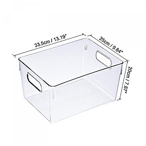uxcell Refrigerator Organizer Bins 1PC, Stackable Fridge Drawer Organizer with Handles, Clear Fridge Bins for Pantry, Freezer, Shelves - White