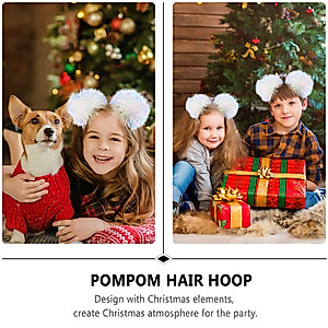 Tinsel Bling Pom Pom Headband Pom Pom Headband Pom Pom Headbopper Pom Pom Costume Headwear for Adults Pom Pom Hair Band White Springs Head Bopper Alien Head Boppers