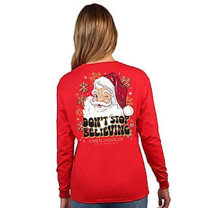 Simply Southern Don't Stop Believing Women's Long Sleeve T-Shirt (X-Large) Red