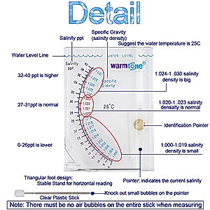 Abnaok Salinity Tester, Sea Specific Gravity Test for Fish Tank Pond Water Saltwater Freshwater, Accurate Automatic Hydrometer