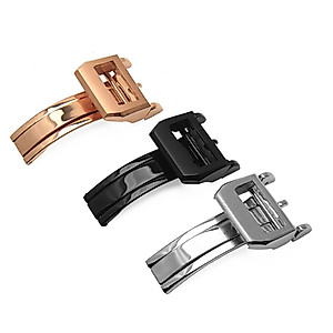 Richie strap] 18mm Quality Swiss 316L Stainless Steel Deployment Buckle Fits for IWC Pilot's Portuguese Clasp (Silver)
