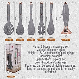 6-piece Non-stick Silicone Cooking Kitchen Utensils Spatula Set With Rocket Holder, Cool Anti Scratch Kitchen Utensils, Chef Gifts for Men Unique Funny (Color : Pink)