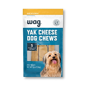 Amazon Brand - Wag Yak Cheese Dog Chews, for Small Size Dogs, 15 lbs and Smaller, 3 Count, 3.3 oz