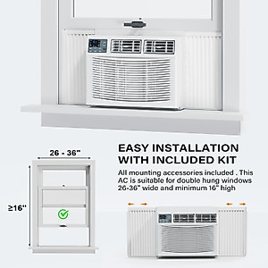 ROVSUN 12000 BTU Window Air Conditioner with Heat, Window AC Unit & Heater Combo with APP & Voice Smart Control, Timer Function & Easy Installation Kit, Work with Alexa/Google Assistant, 208/230V