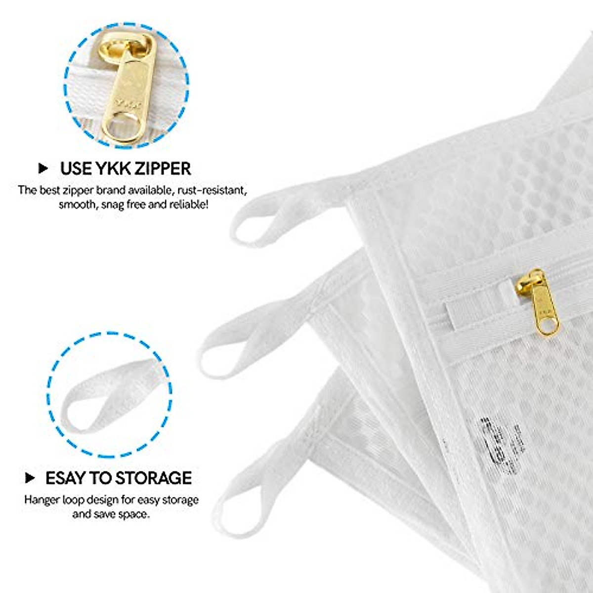 Tenrai 3 Pack Delicates Honeycomb Mesh Laundry Bag, With YKK Zipper, Lingerie, Hosiery, Socks, Bra, Baby Products, Fine Knitwear Mesh Wash Bags (3 X-Small)