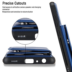 Compatible with Oppo Reno6 Pro 5G Cover Case,PU Leather Kickstand with Card Slot,Compatible with Oppo Reno 6 Pro 5G Case 2 in 1 Phone Case Cover Blue