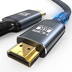 Eareyesail 8K HDMI 2.1 Cable 3 FT,48Gbps Ultra High Speed Gaming Braided Cables Support 8K@60HZ/4K@120Hz,eARC,Dynamic HDR,HDCP 2.2/2.3,3D,VRR for 120fps Monitor PS5/PS4/X-Box/Roku TV/RTX3080/3090