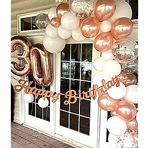 Rose Gold Birthday Party Balloons, 50pcs12 Inch Birthday Balloons Rose Gold White Confetti Balloons For Girls Birthday Party decorations