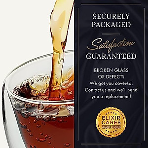 ELIXIR GLASSWARE Large Double Wall Coffee Mugs 16 oz - Double Wall Glass Set of 2 - Insulated Coffee Mugs with Handle (16 oz)