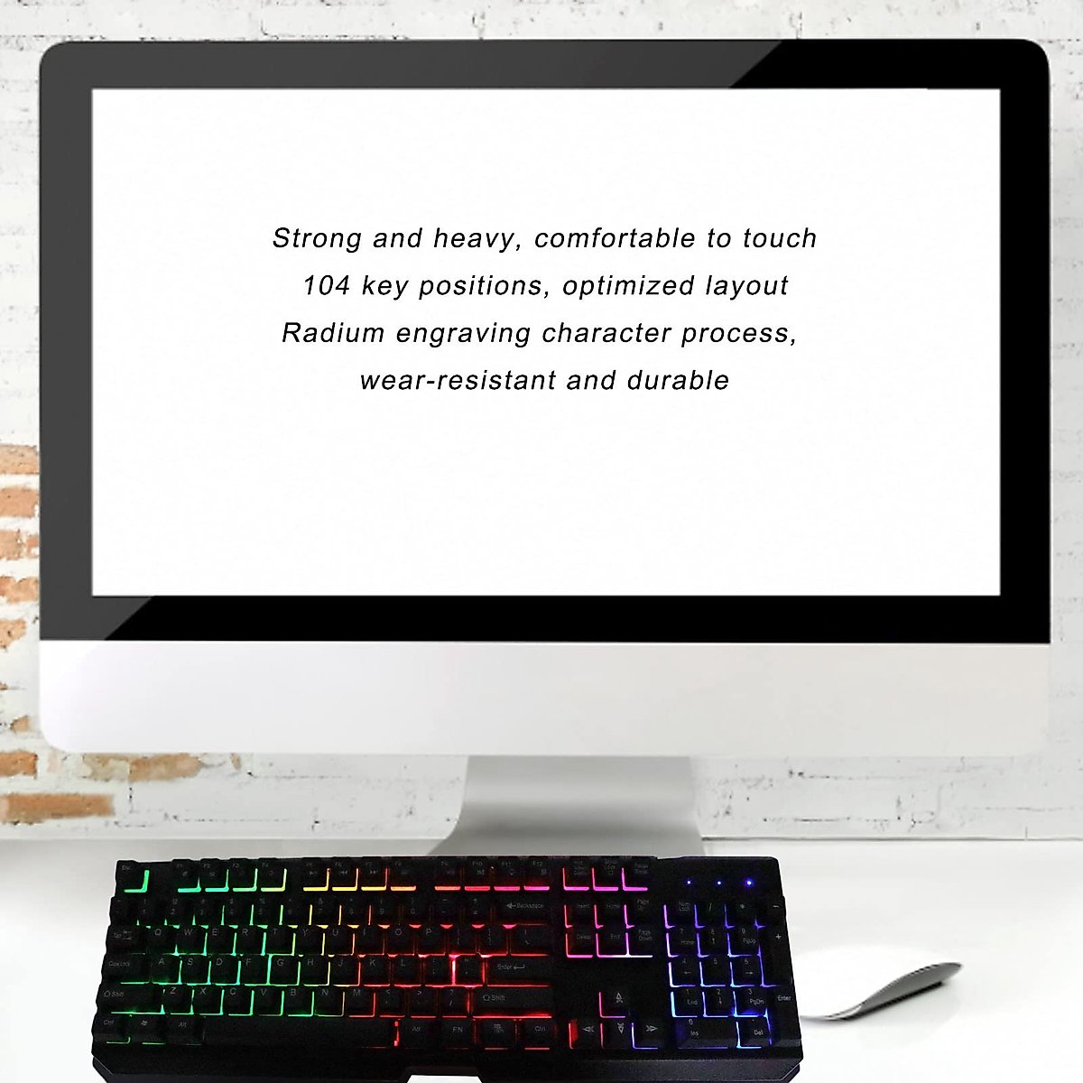 Mechanical Gaming Keyboard, Wired RGB Gaming Keyboard with Ergonomic Wrist Rest, 104 Keys USB Computer Keyboard for Laptop/Desktop/PC (Black)