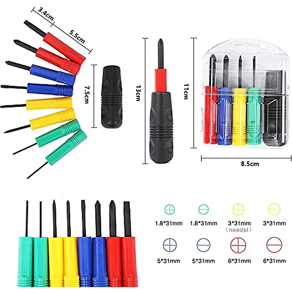 Mini Screwdriver Sets with Magnet, 8 in 1 Screw Driver Tool Phillips/Slotted Head Tips Screwdriver Kits for Repair Electronics, MacBook, iPhone, iPad, Eyeglass, Watch, Tablet
