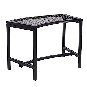 Piamomso Metal Curved Fire Pit Bench, fire Pit Bench Seating, Coated Black Metal Mesh Garden, Patio, Porch and Deck Chair Seating ,Black