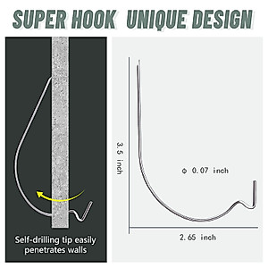 FURHUA 20pcs Super Hook Picture Hangers and Office Pack, Drywall Hooks for Hanging Pictures, Wall Hooks, Picture Hangers, Picture Hanging Kit，Hang Art, Clock, Shelves, Mirrors...