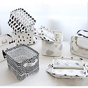 KRLIFCSL Storage Bins Foldable Geometric Storage Basket for Nursery, Kids Toys, Makeup, Small Items, Desktop Organization, Set of 4 (Black&White)