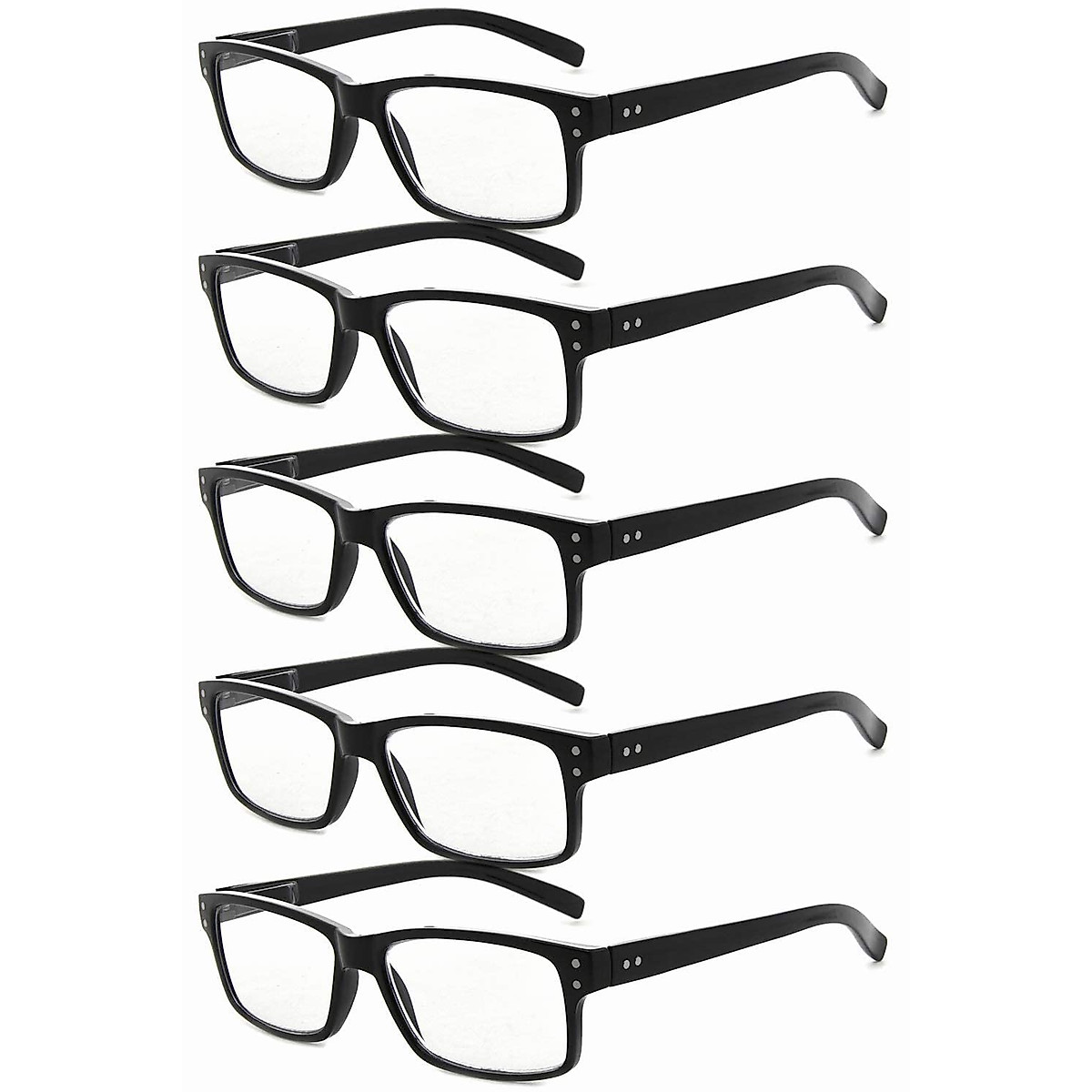 Eyekepper 5 Pack Reading Glasses for Men Spring Hinges Classic Readers Black Frame +1.50